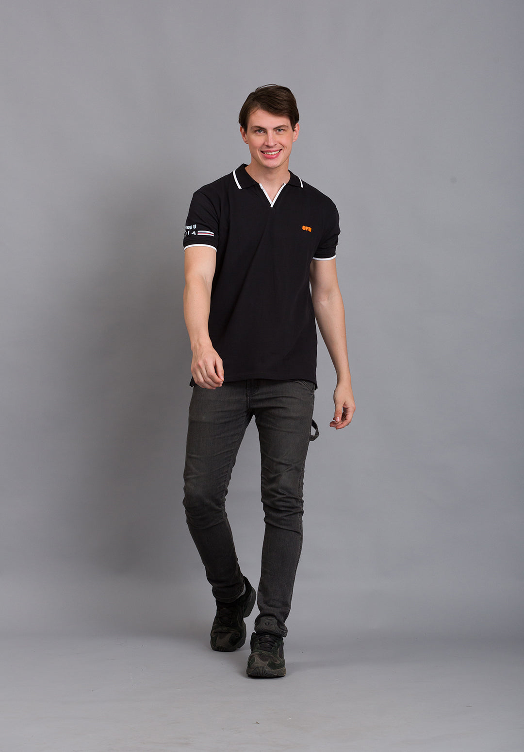 Timeless V-Neck Polo: Chic Comfort | Black – OFU Lifestyle